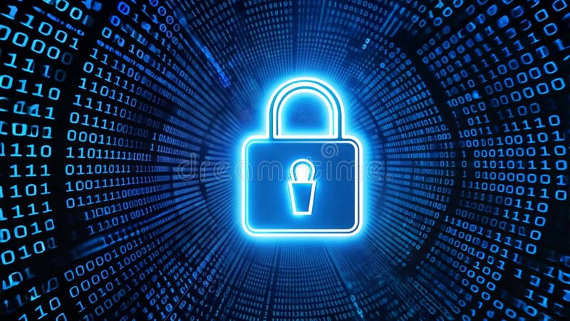 Glowing Padlock in Binary Code Tunnel, Cybersecurity, Authentication Stock Footage - Video of ...