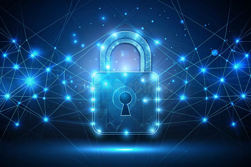 Glowing Padlock with Futuristic Digital Network Lines for Data Safety ...