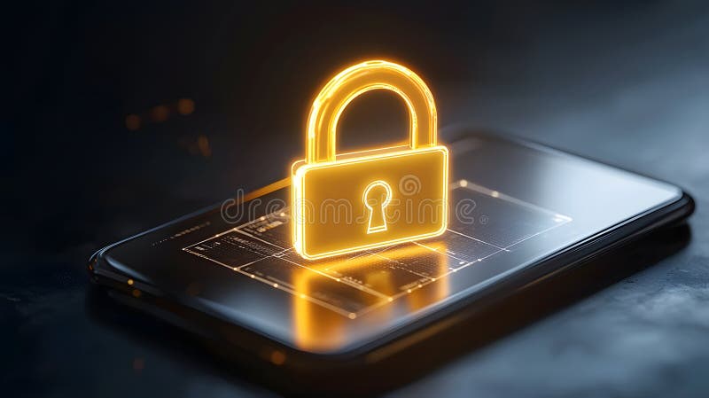 Glowing Padlock Icon Securing Personal Data on Device Stock ... Glowing Padlock Icon Securing Personal Data on Device Stock ...