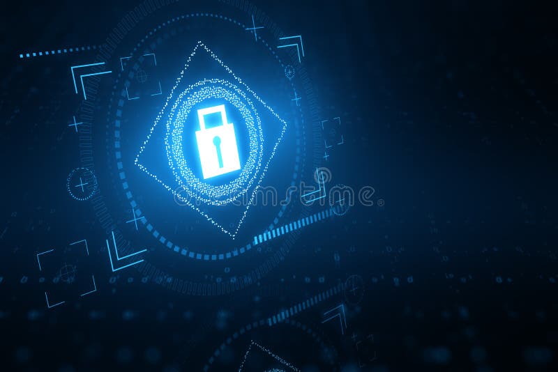 Glowing Padlock Interface on Background. Safety, Security and ...