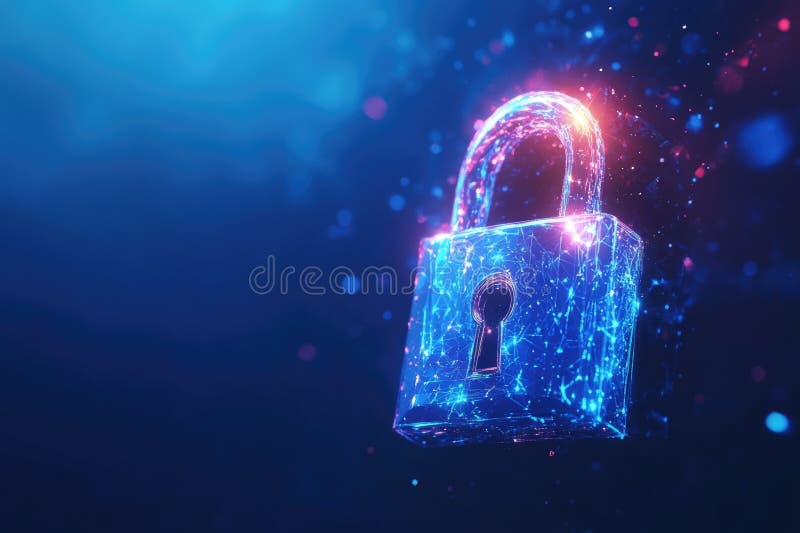 Glowing Padlock with Key stock photo. Image of protection - 379771294