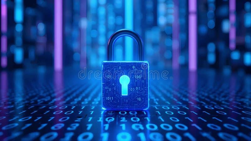 Glowing Padlock Over Binary Code Digital Security Concept Stock Footage - Video of data, cyber ...