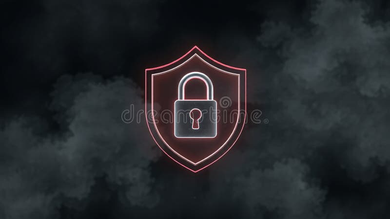 A Glowing Padlock Symbol Inside a Shield Stock Illustration ...