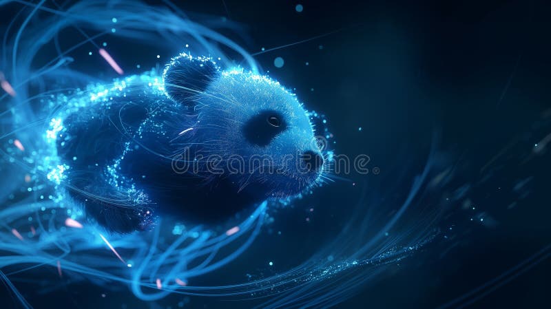 Glowing Panda in a Digital Universe Stock Photo - Image of light ...