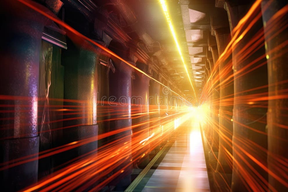 Glowing Particle Beams Inside the Accelerators Tunnel Stock Illustration - Illustration of ...