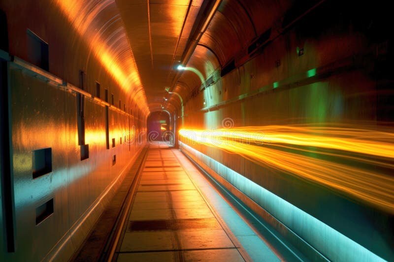 Glowing Particle Beams Inside the Accelerators Tunnel Stock ...