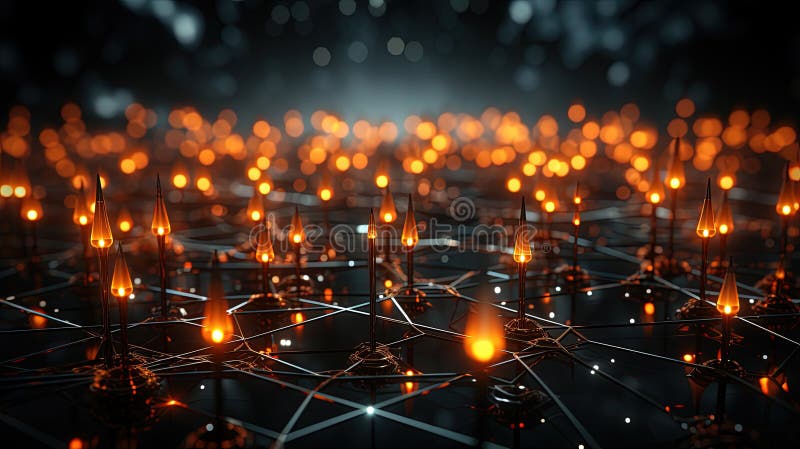 A Glowing Particle And Binary Wave Pattern On Selective Focused Background Stock Illustration