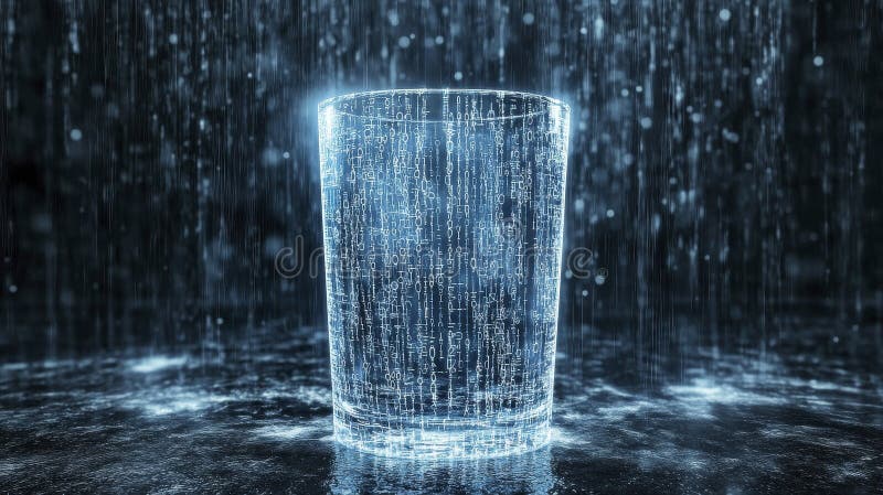 Glowing Particle Cube in Heavy Rain Stock Illustration - Illustration of cyberpunk, graphic ...