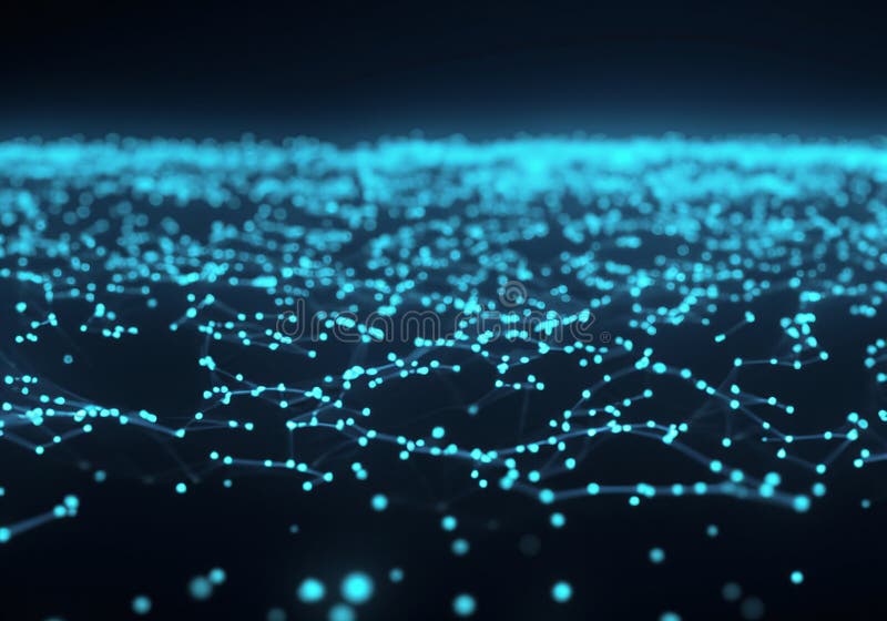 Glowing Particle Data Flowing in the Network Stock Illustration ...