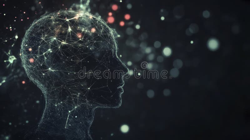 Glowing Particle Head Profile Abstract Stock Illustration ...