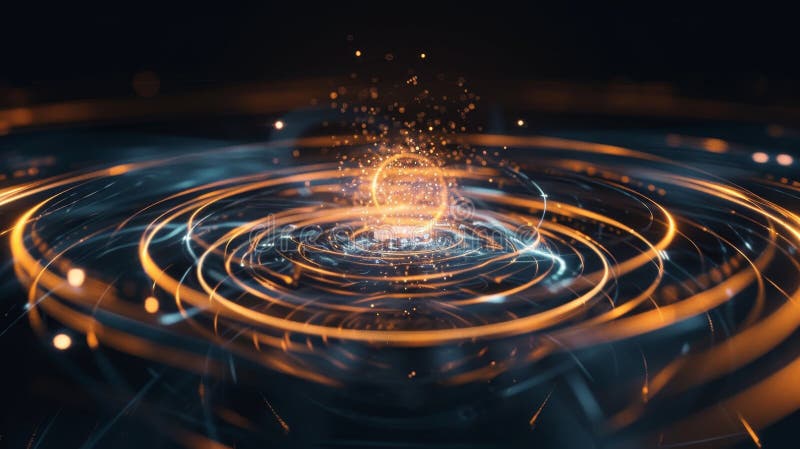 A Glowing Particle Navigates a Circular Path in a Shadowy Quantum Realm ...