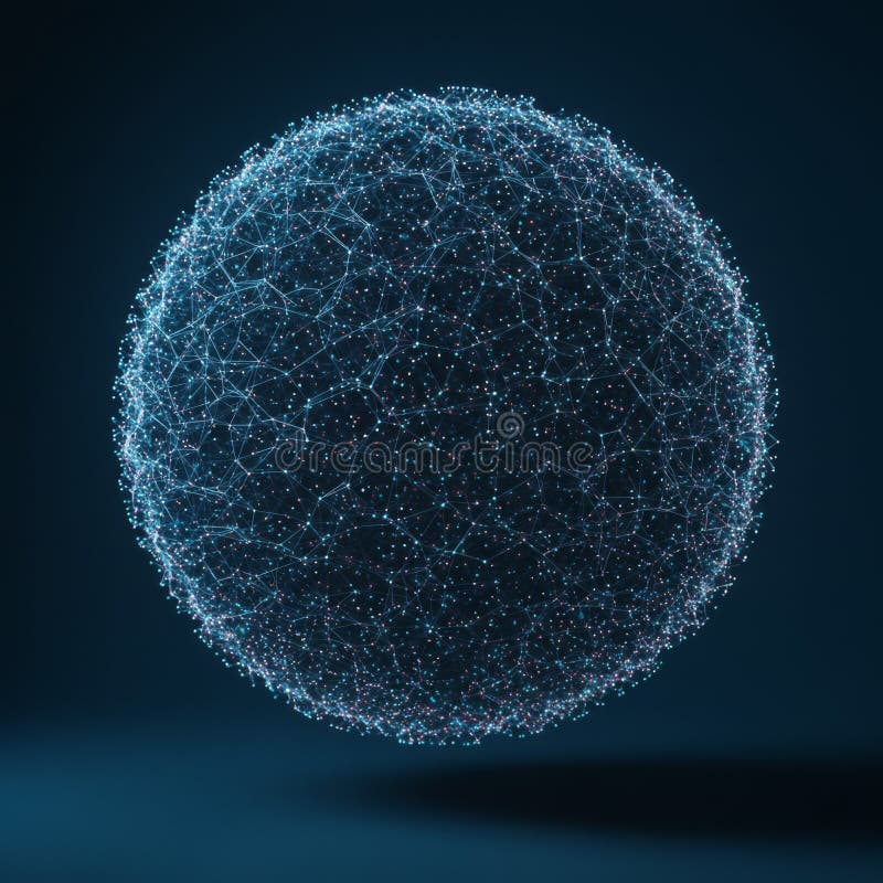 Glowing Particle Sphere Abstract Dark Blue Background Stock ...