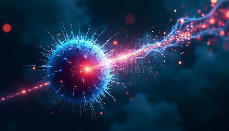 Glowing Particle Sphere Exploding with Energy Stream Abstract Science ...