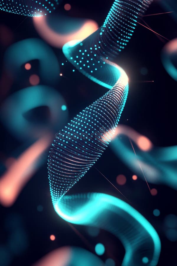 Glowing Particles and an Abstract Digital Wave are Set Against a Dark ...