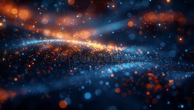 Glowing Particles in Blue and Orange Create Dynamic Abstract Imagery ...