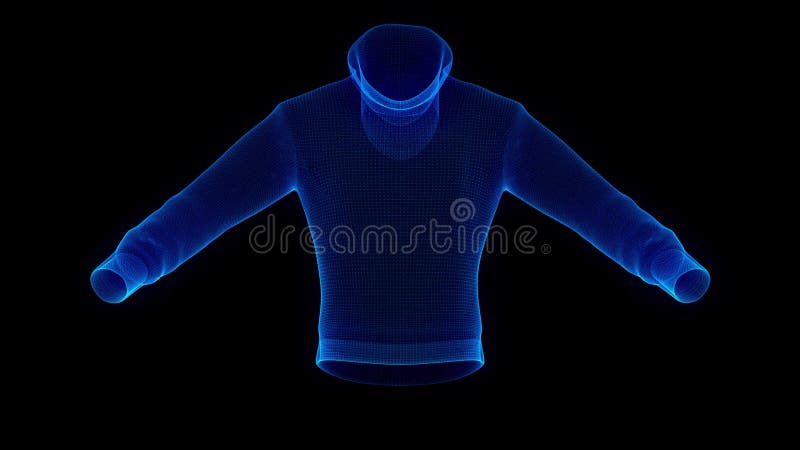 Glowing Particles Clothes Hoodie, Animation of Rotating. Polygon Future ...