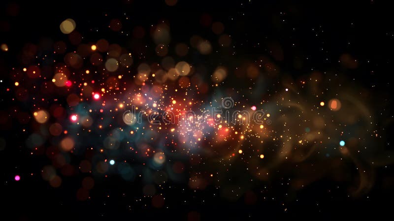 Glowing Particles Dance and Sparkle in the Night Sky, a Captivating ...