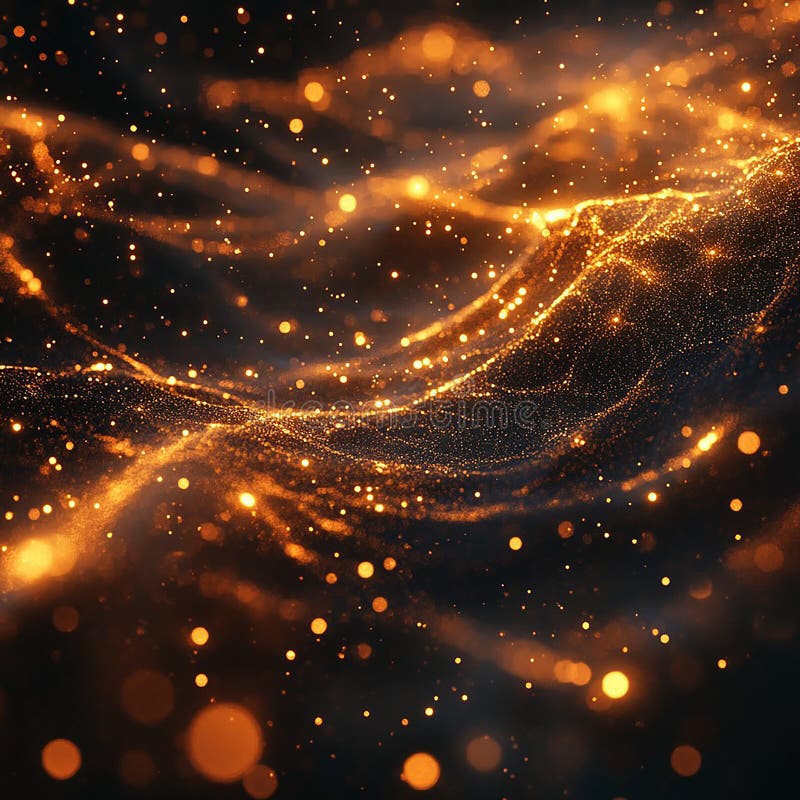 Glowing Particles and Ethereal Lights Floating in the Dark. Stock Image ...