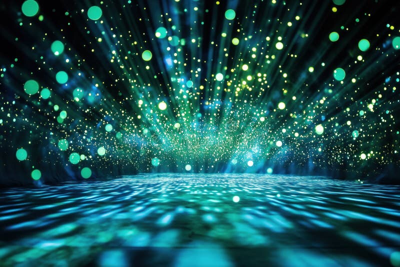 Glowing Particles Falling on Reflective Surface Creating Stunning ...