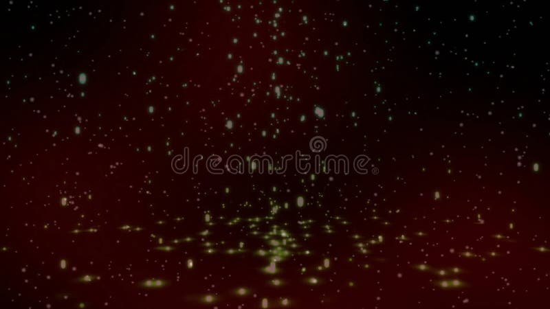 Glowing Particles Falling and Scattering Over Dark Red Background ...