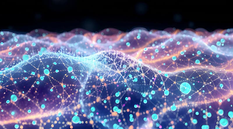 Abstract Wave Network Animation with Glowing Particles Stock Footage - Video of background ...