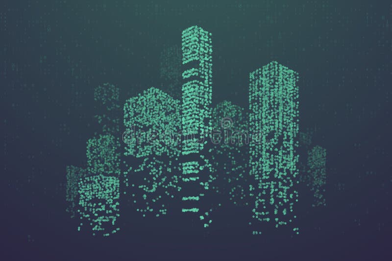 Glowing Particles in Form of Futuristic City Stock Vector ...