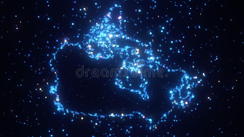 Glowing Particles Forming Canada Map on a Dark Space Background Stock ...