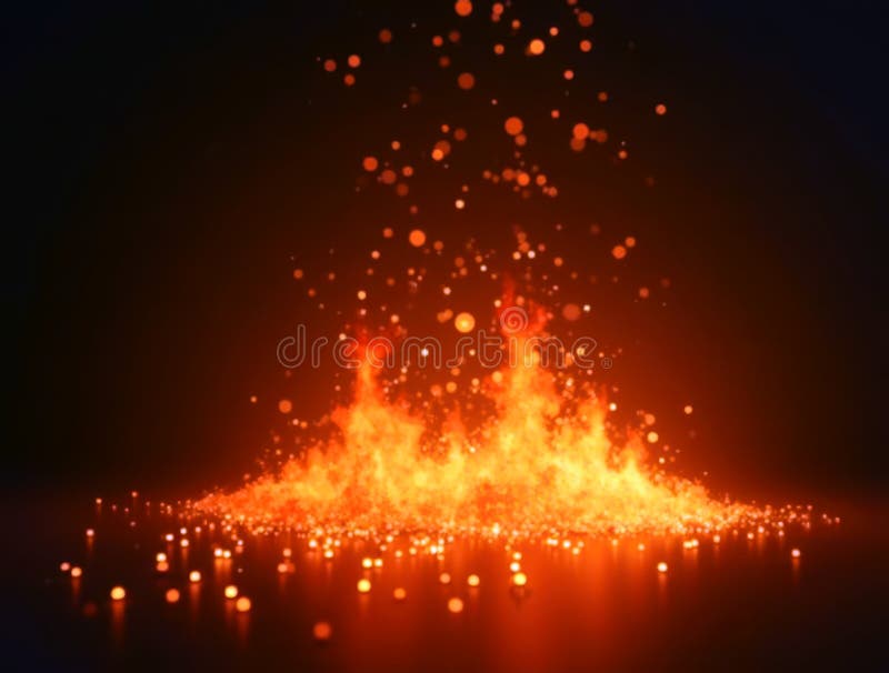 Glowing Particles Rising from Fire Casting Dynamic Shadows on Dark ...