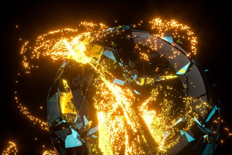 Glowing Particles Surrounding Around the Planet, 3d Rendering Stock ...