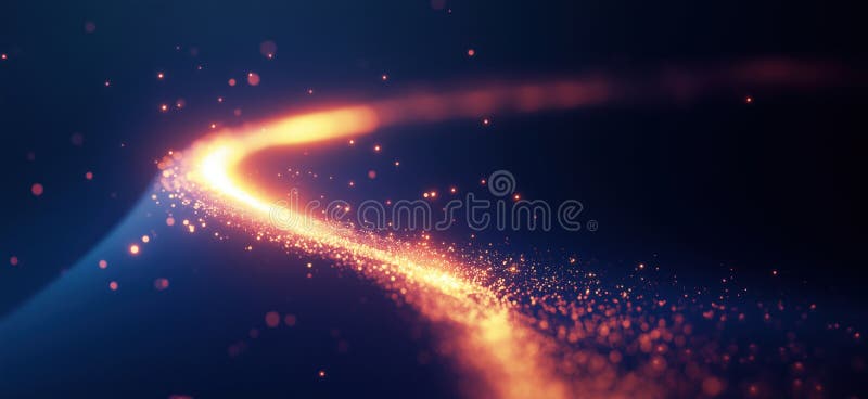 Glowing Particles Trail Creating Dynamic Light Effect in Dark ...