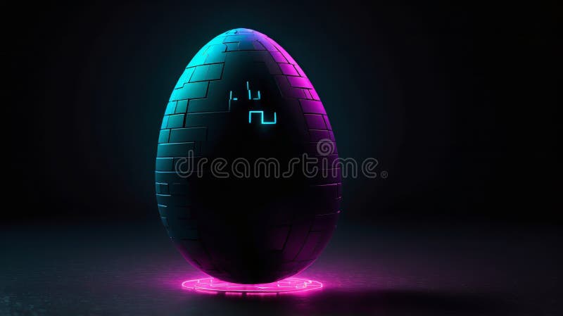 A Glowing, Pastel-colored Abtract Easter Egg Set in a Digital ...