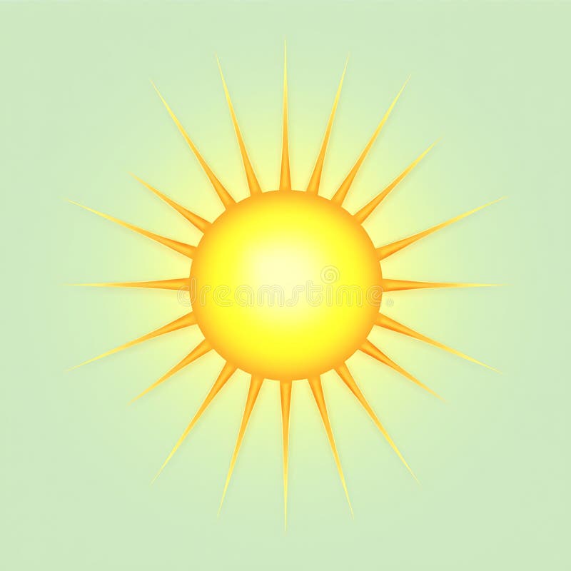 A Glowing Pastel Sun with Rays on a Pastel Mint Background Stock ...