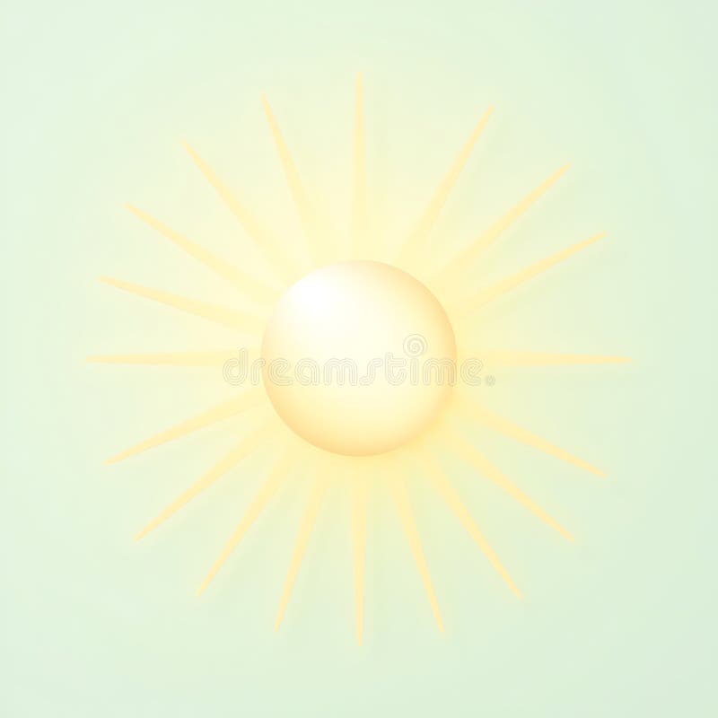 A Glowing Pastel Sun with Rays on a Pastel Mint Background Stock ...