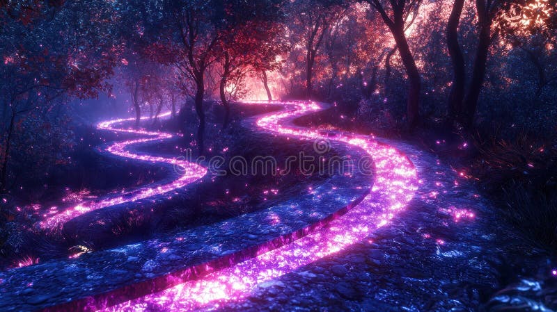 A Glowing Path through a Magical Forest Stock Image - Image of ethereal ...