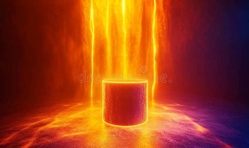 Metallic Column Glowing Lights Dark Background Stock Photos - Free ...
