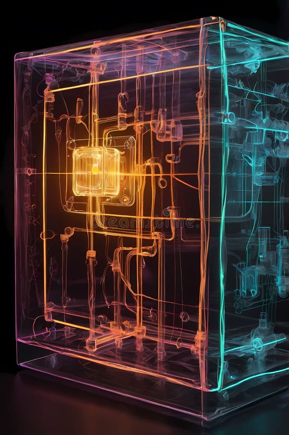 Glowing Personal Computer Scheme Stock Illustration - Illustration of ...