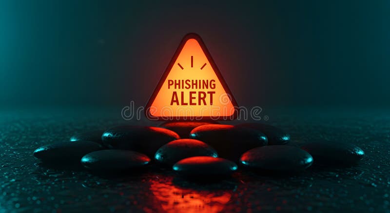 Glowing Phishing Alert Sign on Dark Stones,Cyber Security Warning Stock ...