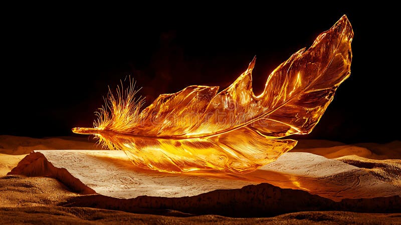 Glowing Phoenix Feather on Ancient Parchment Stock Illustration ...