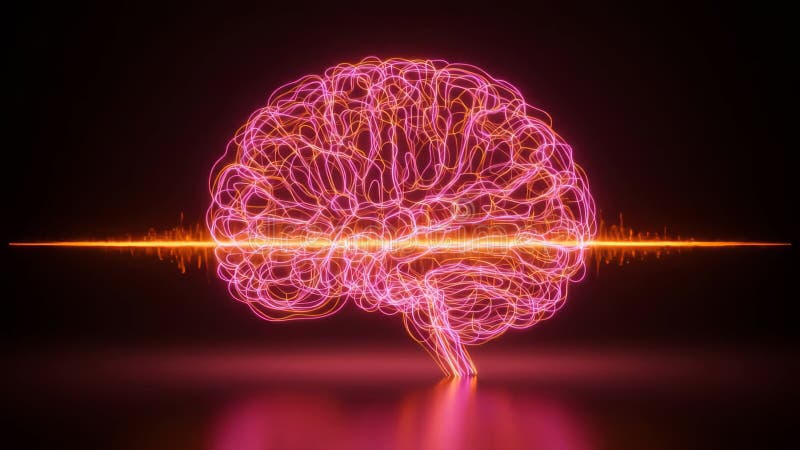 Glowing Pink Artificial Intelligence Brain with Neural Networks and ...