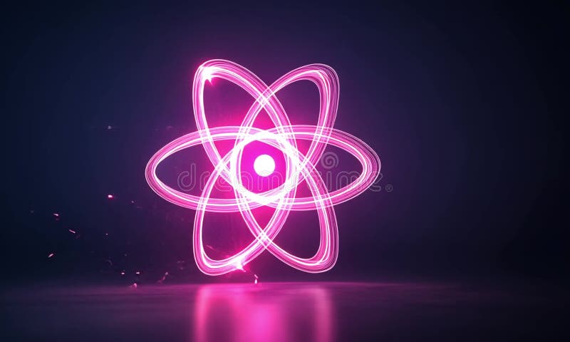 Glowing Pink Atom Symbol: Abstract Technology and Science Concept Stock ...