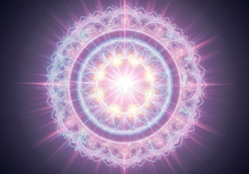 Glowing Pink and Blue Mandala Sacred Geometry Art Stock Illustration ...
