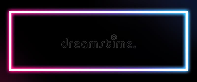 Glowing Pink and Blue Neon Frame on Black Background. Banner Design with Space for Text Stock ...