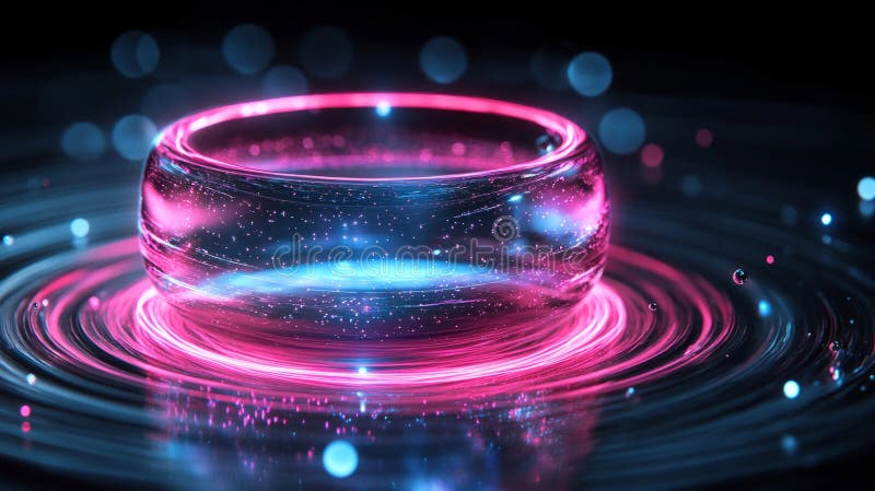 Glowing Pink and Blue Ring Abstract Digital Art Stock Illustration ...