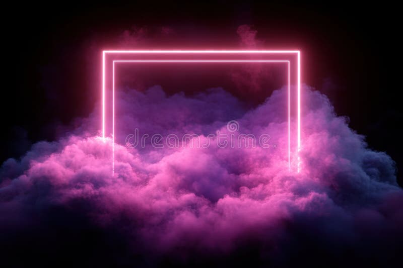 A Glowing Pink Cloud with a Square Frame in the Middle Stock Image ...