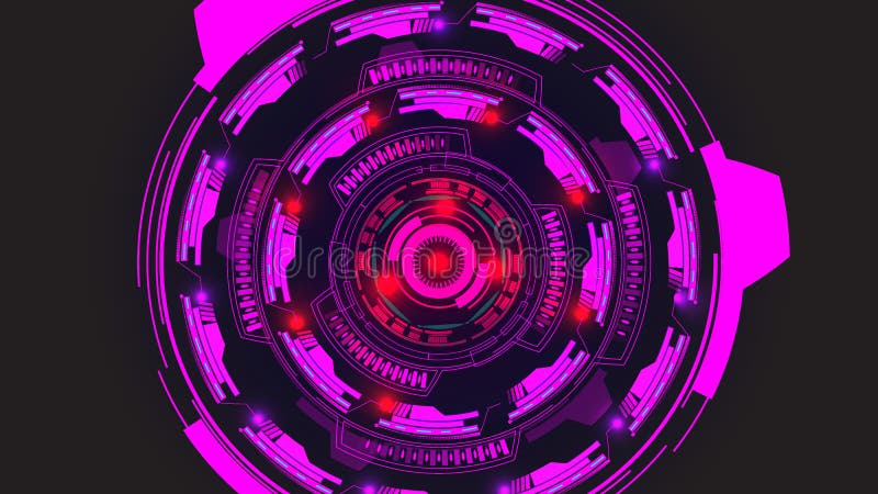 Glowing Pink Color Digital Hud Element on Black Background. Abstract ...