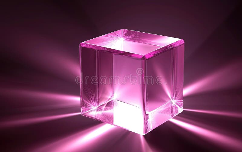 Glowing Pink Cube Dark Reflective Surface Stock Photos - Free & Royalty ...
