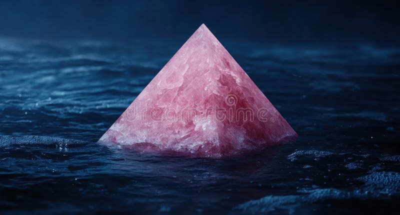 Glowing Pink Crystal Pyramid in Dark Ocean Stock Illustration ...