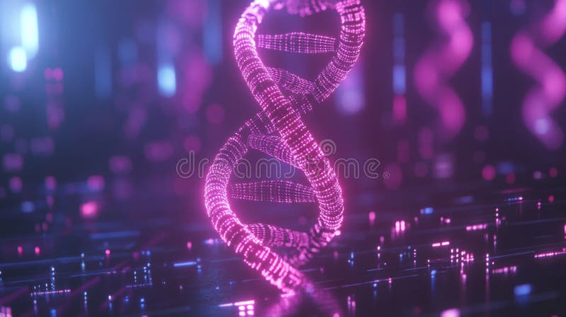 Glowing Pink DNA Helix Abstract Digital Art Stock Image - Image of code ...