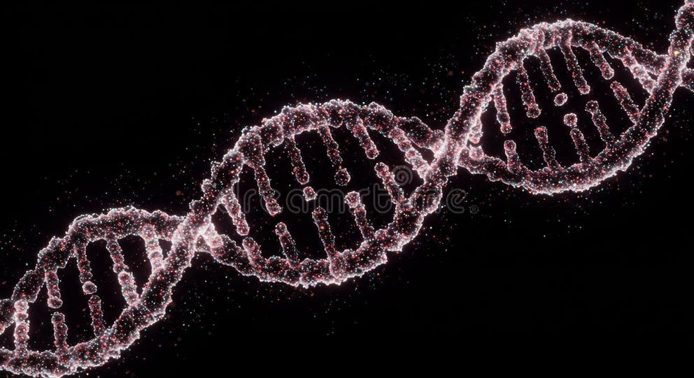 Glowing Pink DNA Helix on Dark Background Stock Illustration ...