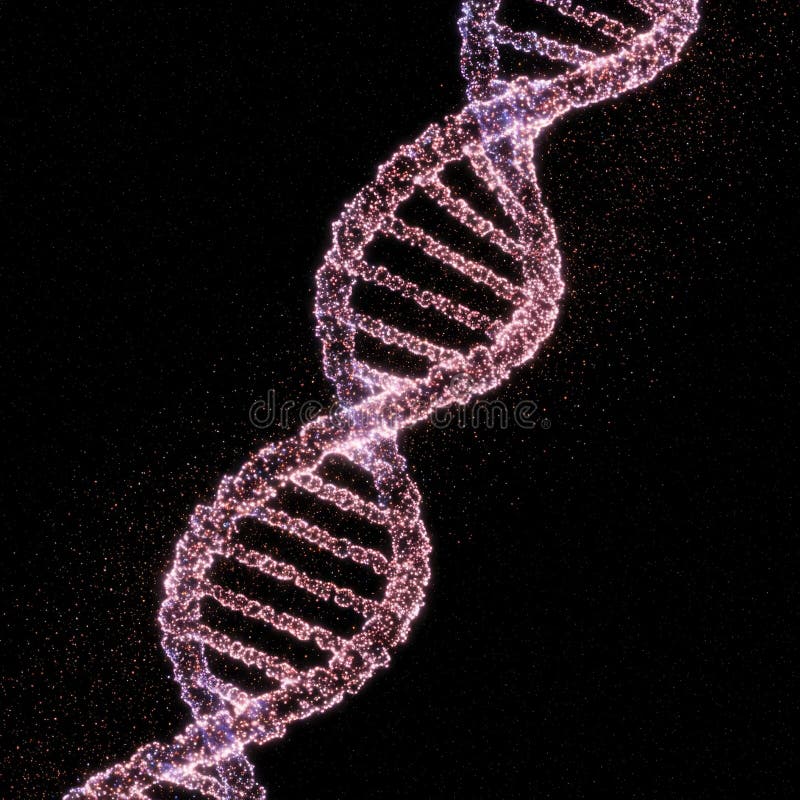Glowing Pink DNA Helix in Dark Space Stock Illustration - Illustration ...